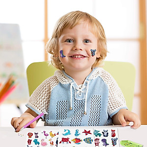 MODOWEY 36Pcs Stickers Kits for Kids, DIY Animal & Sea World Stickers Painting with Diamonds, Paint by Numbers Diamonds Arts Craft Kits for Children, Boys and Girls (Style A)