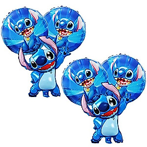 Lilo and Stitch Party Balloons Stitch Party Aluminum Film Balloons suit Stitch Birthday Party Decorations (10pcs blue）