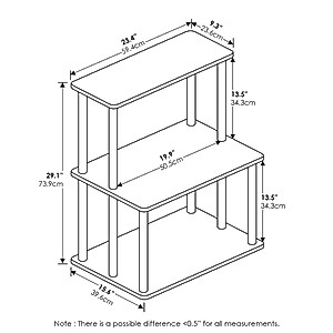 Furinno Turn-N-Tube 3-Tier Toolless Kitchen Storage Shelf, French Oak Grey/Black