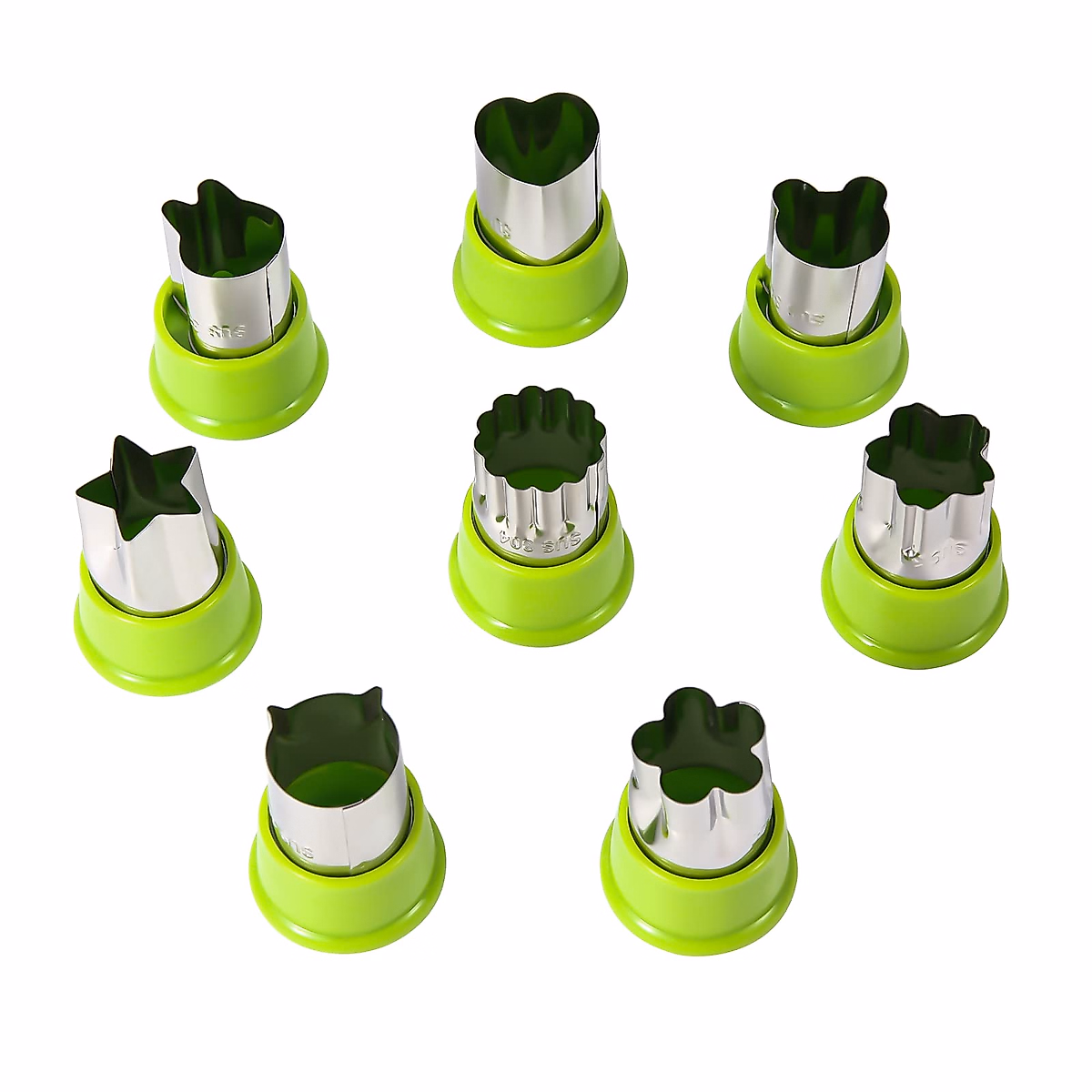HUAFA Vegetable Cutter Shapes Set,Fruit and Cookie Stamps Mold,Cookie Cutter Decorative Food,Baking and Food Supplement Tools Accessories Crafts for Kitchen,Green,8 Pcs