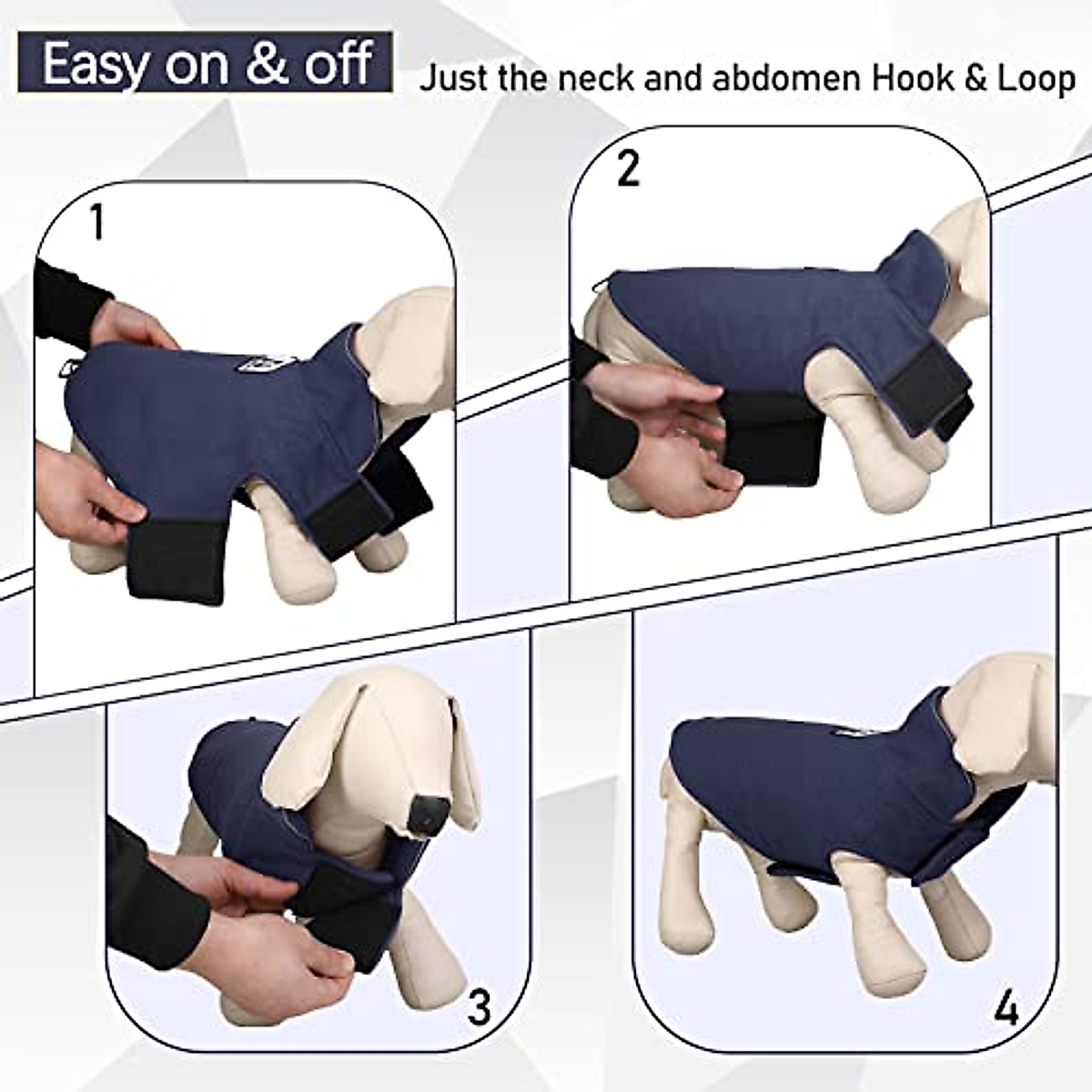 DENTRUN Windproof Winter Warm Fleece Medium Dog Coat Reversible Puppy Jacket Reflective Soft Pet Vest, Cold Weather Dog Sweater Apparel Leash Access Overcoat for Medium Breeds, NavyBlue, M