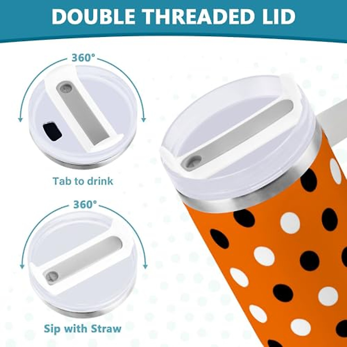 RPLIFE Halloween Polka Dot Travel Coffee Tumbler, Stainless Steel Cup, Insulated Tumbler, Coffee Tumbler for Women