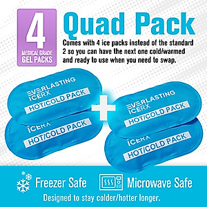 Reusable Hot and Cold Gel Ice Pack Wrap (4 Pack) for Injuries - Adjustable & Flexible for Knees, Back, Shoulders, Arms, and Legs - Reusable