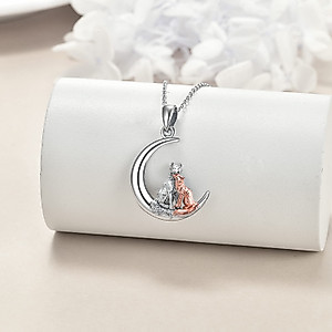 WINNICACA Wolf and Fox Necklace Sterling Silver Wolf Pendant Animal Wolf Fox Jewelry Gifts for Women