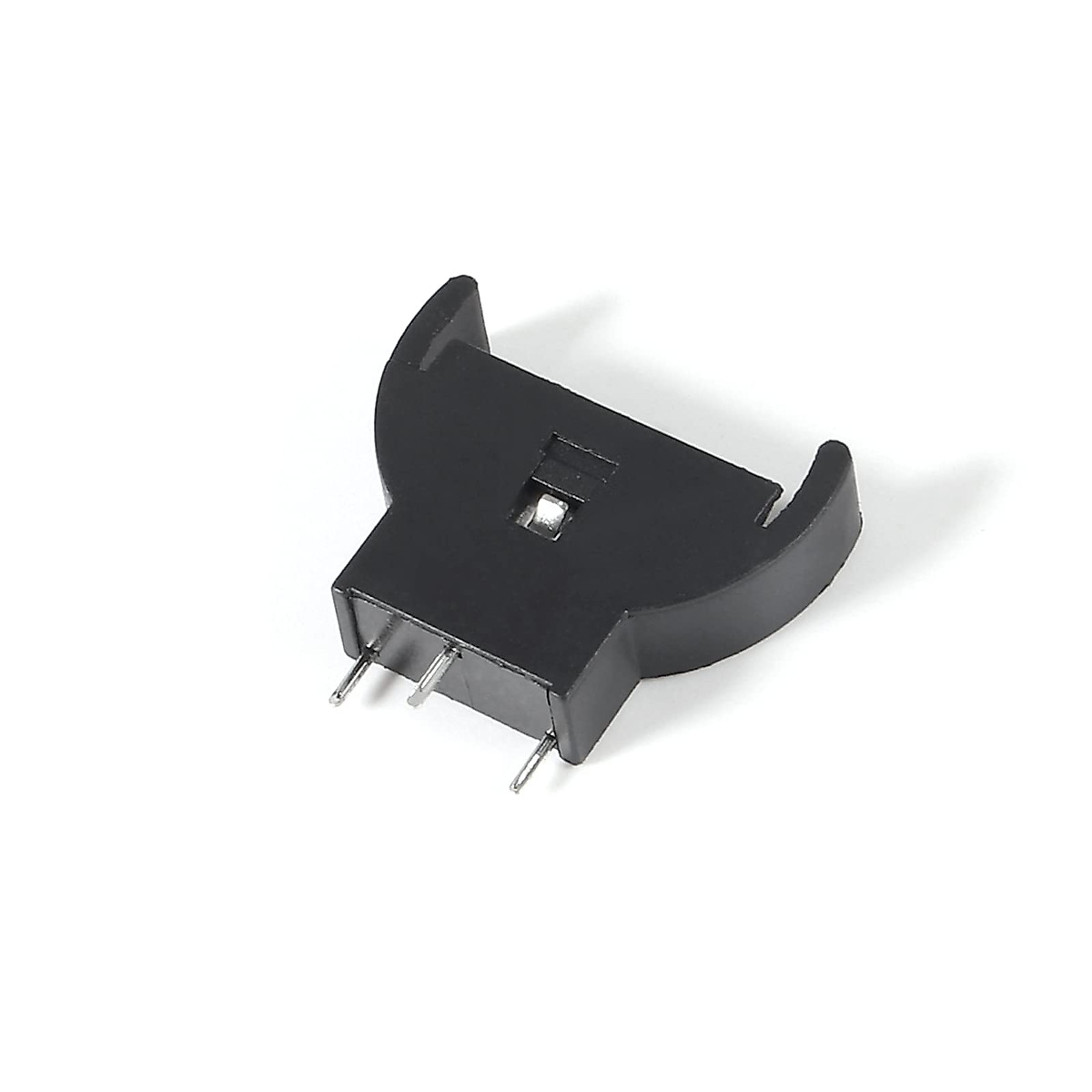 AEDIKO 50pcs CR2032 Vertical Button Cell Battery Sockets 3 Pin Holder Case Plastic Shell Type Black