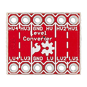 SparkFun Logic Level Converter - Bi-Directional Step Down 5V Signals to 3.3V and Steps up 3.3V to 5V Board Dimensions: 0.63 x 0.52 (16.05 x 13.33mm)