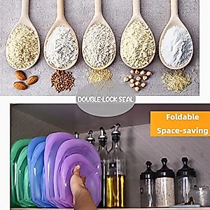 KVK Reusable Silicone Food Storage Bags, 5 Pack Stand Up Resuable Ziplock Bags for Microwave, Oven, Sous Vide, Dishwasher, Gallon Bags, Half Gallon Bags, Leakproof, Upgrade Mega Opening