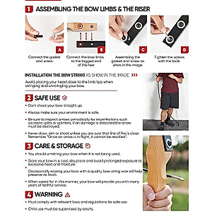 Recurve Bow and Arrow Adult - 54" Traditional Wood Takedown Recurve Bow with Lightweight Design, Right Handed Archery Bow for Adults, Youth, Beginner Hunting, Training Practice (40lbs)