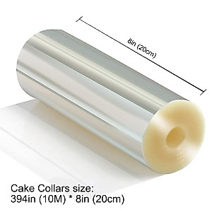 BUTEFO Cake Collars 8 x 394inch, Acetate Rolls, Clear Cake Strips, Transparent Cake Rolls, Mousse Cake Acetate Sheets for Chocolate Mousse Baking, Cake Decorating