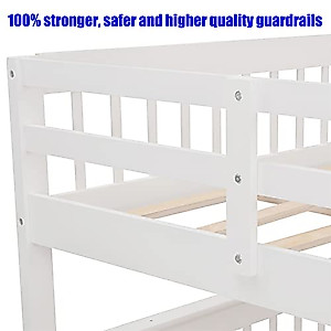 SNIFIT Upgraded Version & Stronger Solid Wood Convertible Bunk Bed Full Over Full with Trundle & Storage Shelves & Stairs, Thickened Reinforced Full Over Full Size Bunkbed (Easier Assembly) (White)