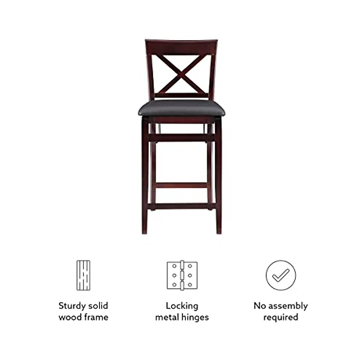 Linon Triena X Back Folding Counter Stool, Brown