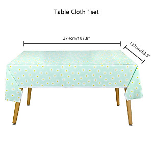 Daisy Birthday Party Decorations Tableware White Daisies Flowers Supplies Set of 16 Disposable Paper Plates Cups Napkins and a Tablecloth for Spring and Summer Theme Parties Baby & Bridal Shower