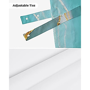 Tie Up Curtain Valance Window Topper 1 Panel 54x18in,Wild Agate Marble Stone Texture Adjustable Rod Pocket Short Window Shade Valances for Kitchen Bedroom Windows,Natural Abstract Aqua White Gold
