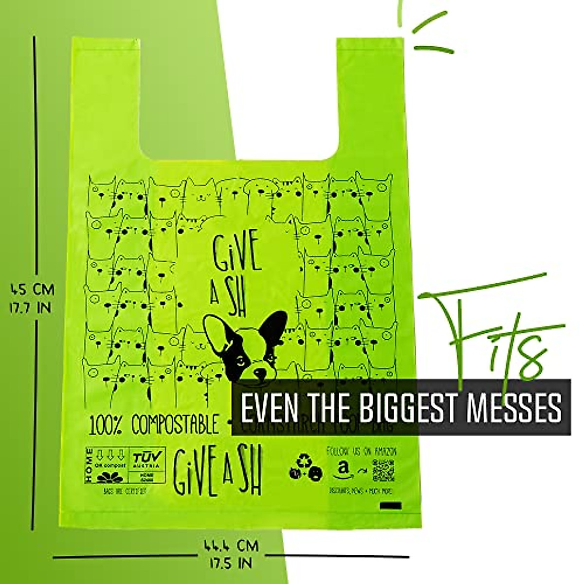 Certified Home Compostable Cat Litter Bags For Poop/Large Dog Poop Bag - 10% to Charity, Cornstarch-Based Compostable Dog Poop Bags + Cat Litter Trash Bags (30 Extra Large Disposable Litter Bags)