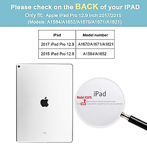 ProCase for iPad Pro 12.9 2017/2015 Companion Back Cover Case, with Pencil Holder for iPad Pro 12.9 Inch (Both 2017 and 2015 Models), Match for Smart Keyboard and Smart Cover -Black