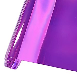 HYANG Holographic Iridescent Mirror Laser PU Faux Leather Sheets 1 Roll 12"X53"(30cmX135cm), Faux Leather Very Suitable for Crafts Making Leather Earrings, Bows, Handbag ，Sewing (Purple)