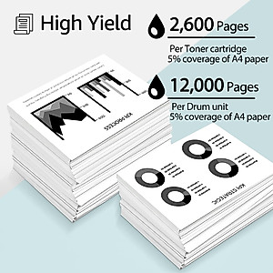 greencycle (1 Toner + 1 Drum TN660 TN630 Black Toner Cartridge & DR630 Drum Unit Replacement Compatible for Brother DCP-L2540DW HL-L2300D HL-L2380DW HL-L2340DW MFC-L2700D L2680W Laser Printer