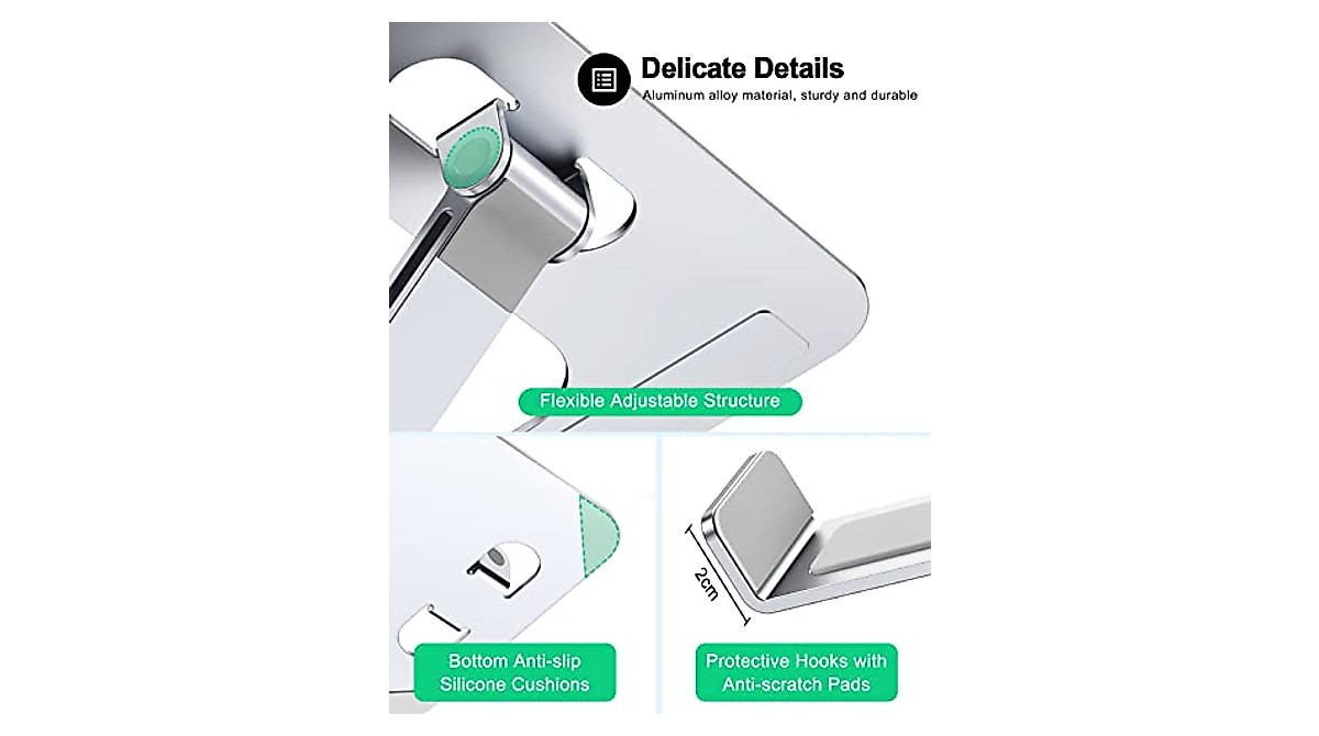 RIWUCT Ergonomic Foldable Laptop Stand - Adjustable Riser