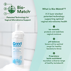 Good Clean Love Ultra Sensitive Foaming pH-Balanced Feminine Wash, Vaginal Soap for Women with Natural Ingredients, Water-Based Gentle Intimate Cleanser, Cleansing & Soothing Feminine Care, 5 Oz