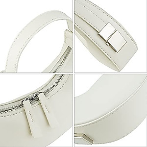 Women Mini White Purses Shoulder Crescent Bag Small Clutch Trendy Satchel Bags Hobo Handbag White