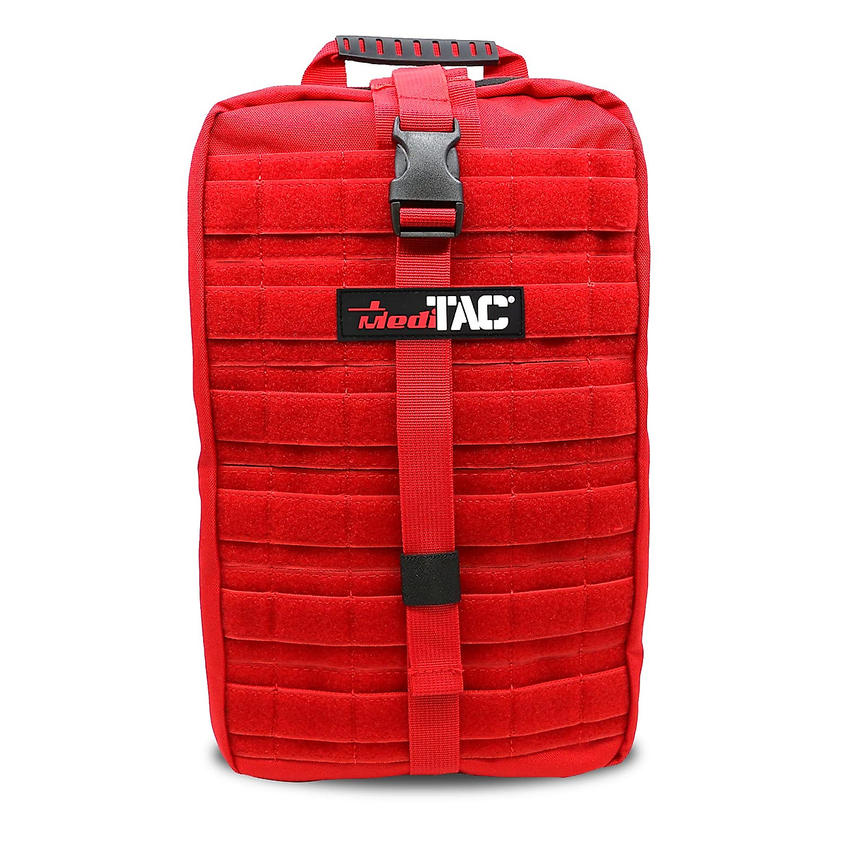 MediTac Large Hawk Type Tactical Trauma Bag - Hook and Loop Fastener Backpack, MOLLE Rucksack Pack - Red