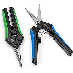Hydroponic 2Pack Microtip Straight blade/Curved Blade Flower Leaf Trimmer Pruning Shears by Yieldcropper