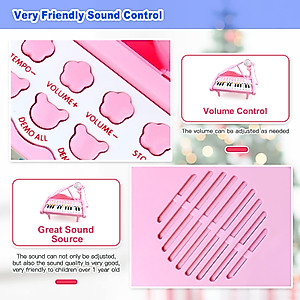 Litaonner Pink Piano Toys for 1+ Year Old Girls Gifts - 24 Keys Toddler Piano Keyboard Musical with Microphone, Kids Piano Toys for 2 Year Old Girls Birthday and Xmas Gift