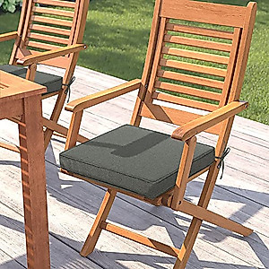 Magpie Fabrics Patio Square Chair Cushions 18"x18"x2.5" with Ties, 2 Pack, Waterproof Weather Resistant Indoor/Outdoor Universal Corner Seat Cushion, for Garden Dining Office(Dark Grey)