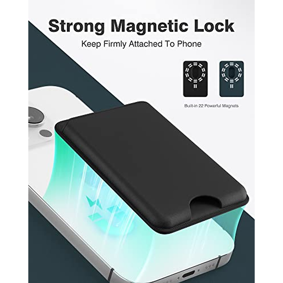Dlinda 2-Pack iPhone Wallet Magsafe Card Holder, Detachable Magnetic Wallet for iPhone 14 Pro Max/14 Plus/14 Pro/14, iPhone 13 Pro Max/13 Pro/13/13 Mini/iPhone 12 Series, Midnight & Green