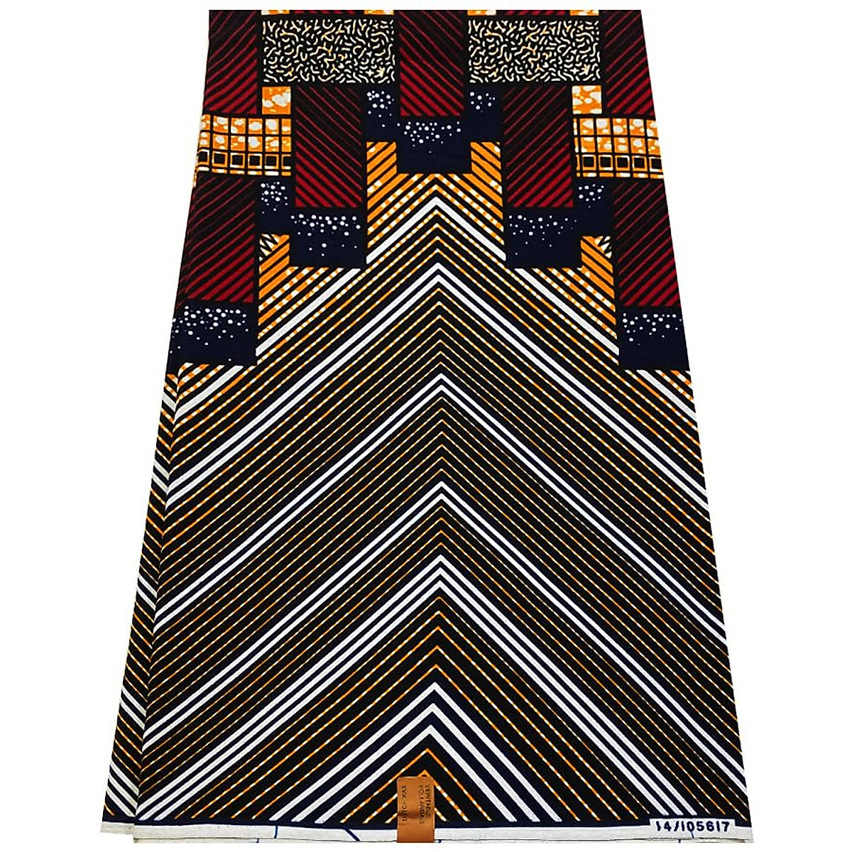 Mono Block Design African Wrapper Wax Print Fabrics-Burnt-Orange, Red, White,Dark-Blue,Black - Sell by 6 Yards-100% Cotton- for Dresses