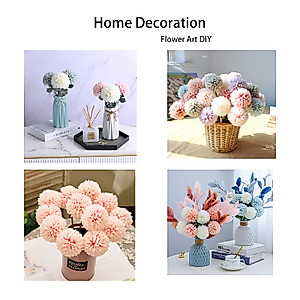 Crownia Artificial Flowers 10Pcs Chrysanthemum Ball Flowers Fake Flowers Silk Artificial Hydrangea Bridal Wedding Bouquet for Home Garden Office Coffee House Parties and Wedding (White)