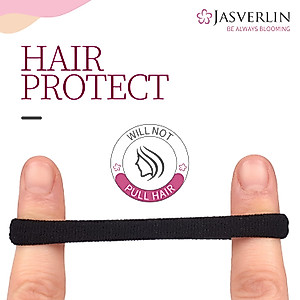 JASVERLIN Cotton Hair Ties Elastic Hair Bands, Seamless Ponytail Holders for Thick Curly Heavy Hair, Soft Fabric Hair Styling Accessories for Women Girl Men, 1.5-Inch 100pcs Assorted (Golden Horizon)
