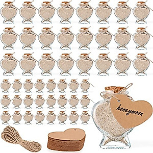 141 Pcs Heart Shaped Small Glass Jars with Cork Lids, Label Tags and String Honeymoon Glass Favor Jars Small Heart Glass Wish Bottles Keepsake Couple Wedding Gifts Valentines Day Party Decoration DIY