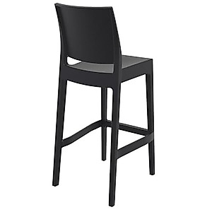 Pemberly Row 29.5" Commercial Grade Resin Barstool in Black - Set of 2