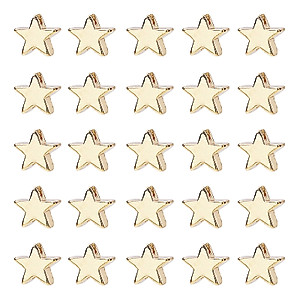PH PandaHall 60pcs 14K Gold Star Beads 6mm Twinkle Star Beads Long-Lasting Spacer Beads Metal Brass Star Charm Beads Jewelry Beads for Necklace Bracelet Earring Christmas 4th of July