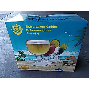 Chefcaptain Schooner Beer Glass - 21.5 Oz Extra Large Goblet Crystal Style ZERO LEAD Shrimp Cocktail, Coronaritas, Margaritas 4 PACK