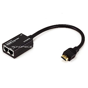 Monoprice HDMI Extender - Using Cat5e or CAT6 Cable, Extend Up to 98-Feet, HDCP Pass-Through, Up to 1080p Resolution