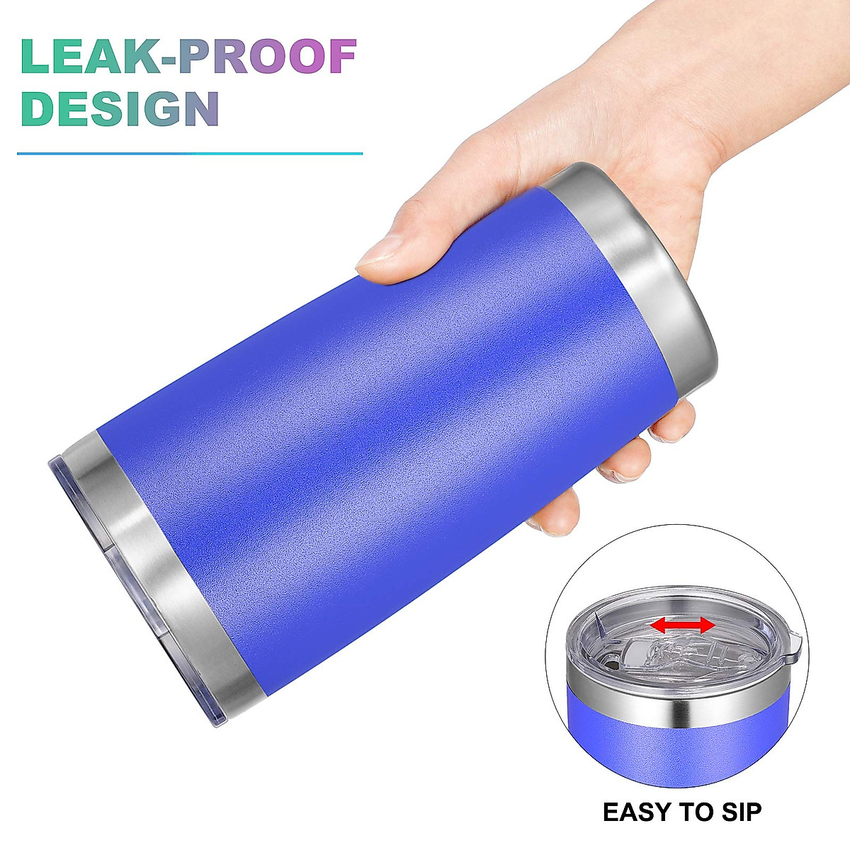 VEGOND 20oz Tumbler with Lid and Straw Stainless Steel Tumbler Cup Vacuum Insulated Double Wall Travel Coffee Mug Powder Coated Coffee Cup (Bluish Violet 1 Pack)