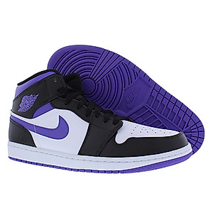 Nike Women's WMNS Air Jordan 1 Mid Trainers, Black Dark Iris White, 11.5 Men