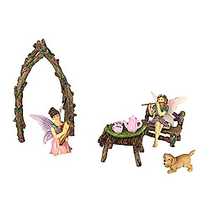 Musical Sisters Fairy Garden Set: 7 Pieces Miniature Fairy Garden Accessory