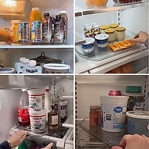 Square Lazy Susan Turntable Organizer for Refrigerator, 15.67''Clear, 360°Rotate Rectangle Fridge Organizer and Storage, Lazy Susan for Kitchen, Table, Pantry, Cabinet, Countertop