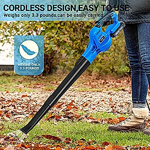 WISETOOL 20V Cordless Leaf Blower with Battery and Charger, Leaf Blower Battery Operated, Rechargeable Electric Handheld Leaf Blowers Variable Speed with 2 Tubes for Patio, Leaves and Snow Blowing