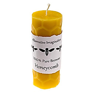Alternative Imagination 100% Pure Beeswax Pillar Candle (2x6 Inch), 60 Hour, Honeycomb Design, Hand-Poured, Made in USA