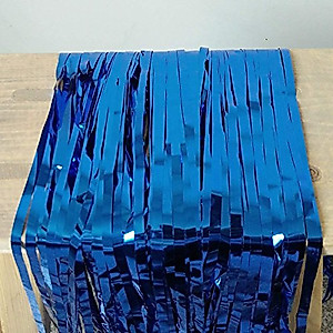 FECEDY 2pcs 3ft x 8.3ft Navy Blue Metallic Tinsel Foil Fringe Curtains Photo Booth Props for Birthday Wedding Engagement Bridal Shower Baby Shower Bachelorette Holiday Celebration Party Decorations