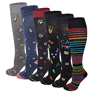 Dr. Motion Women 6 pairs pack everyday compression knee high socks (Assorted -A)