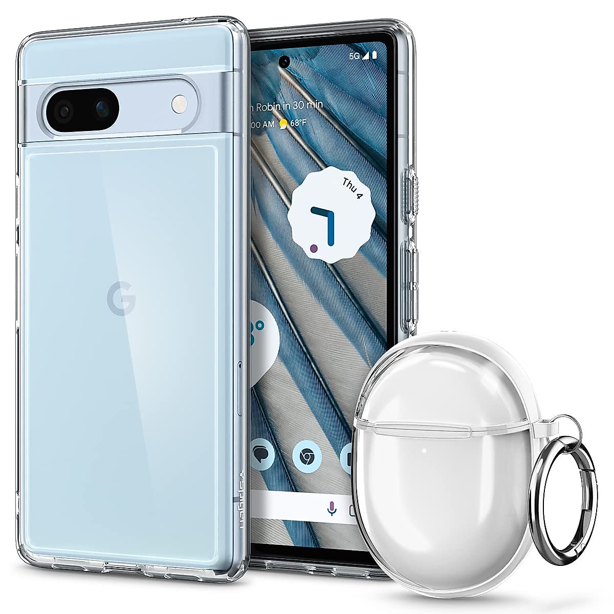 Spigen Ultra Hybrid Designed for Pixel 7a Case and Pixel Buds Pro Case (2022) Bundle