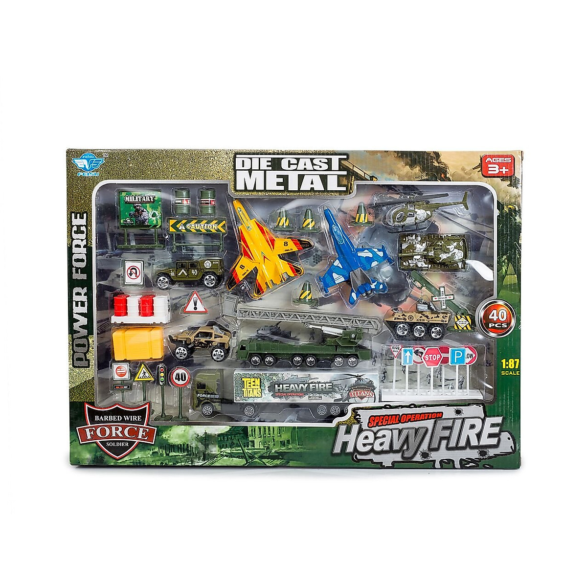 Big Daddy Die-Cast Metal Special Operations Heavy Fire Kids Toy Military Air Craft Play Set Over 40 Pieces Included in This Imaginary War Zone