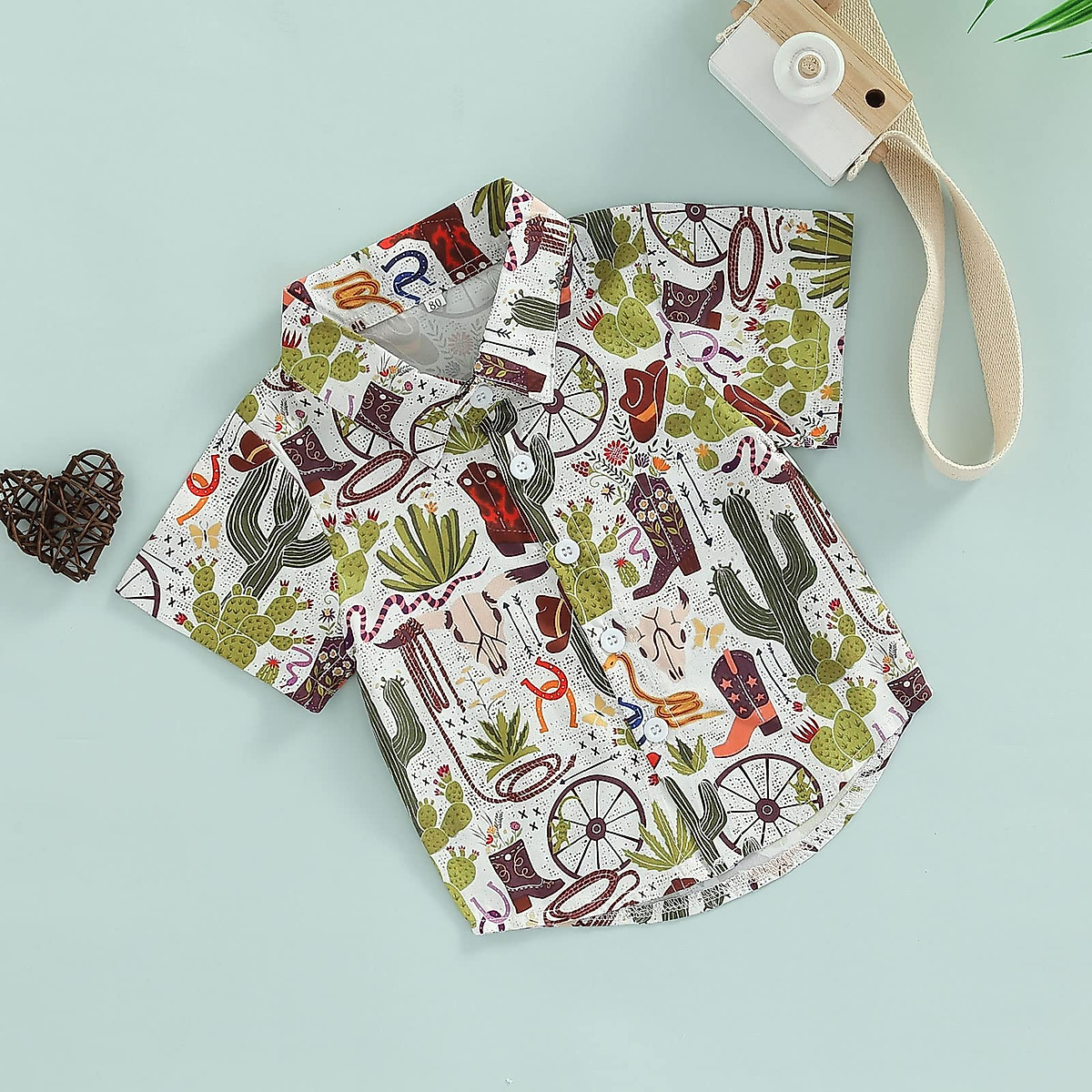 Toddler Baby Boy Button Down Shirt Short Sleeve T-Shirt Tops Western Cowboy Casual Tee Summer Clothes (A White,4-5T)