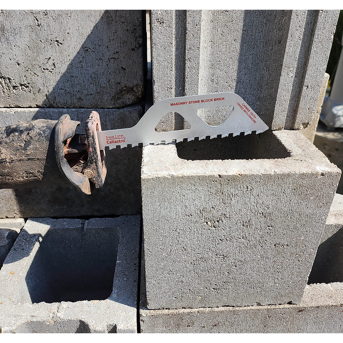 9-Inch Brick, Masonry, Aerated Concrete, Engineered Stone Cutting Reciprocating Saw Blade - Caliastro 2-Pack