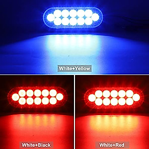 Partsam 2Pcs 6.7 Inch Oval Red Stop Turn Tail Lights and Blue Auxiliary Lights Kit 12 Diodes w/Rubber Grommets & 3-Prong Wire Pigtails Red/Blue Oval Led Truck Trailer Tail Lights and Auxiliary Lights